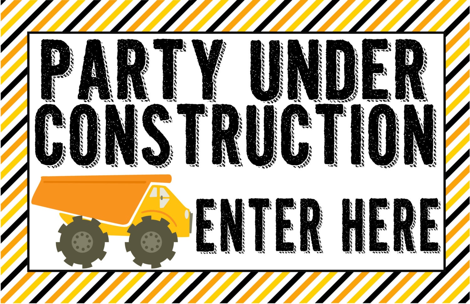 Construction party poster sign Party Under by OneFineParty