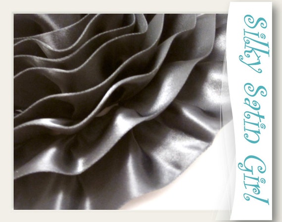 Ruffled Charcoal Gray Satin Blanket Binding handmade pleated