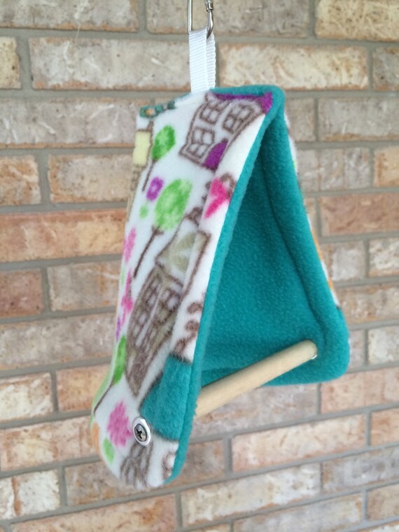 Cozy Bird Tent with Perch Little Bird House with Aqua