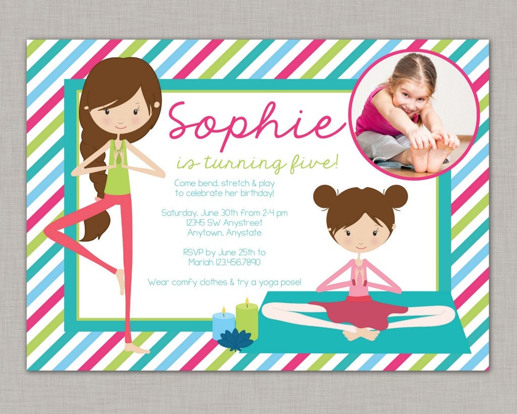 Yoga Birthday Invitations For Girls