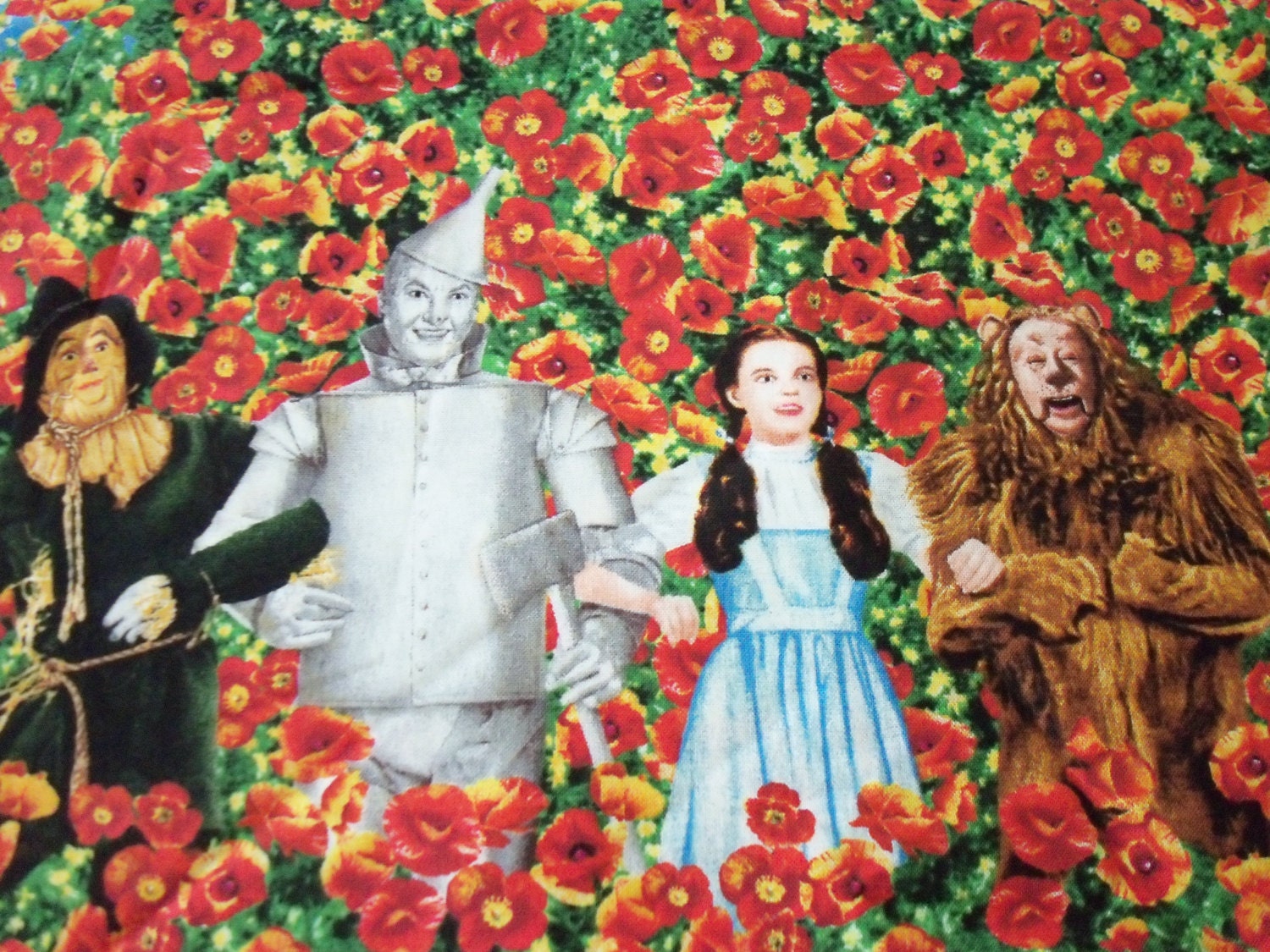 Wizard of Oz Fabric Characters in the Poppy Field By The Fat