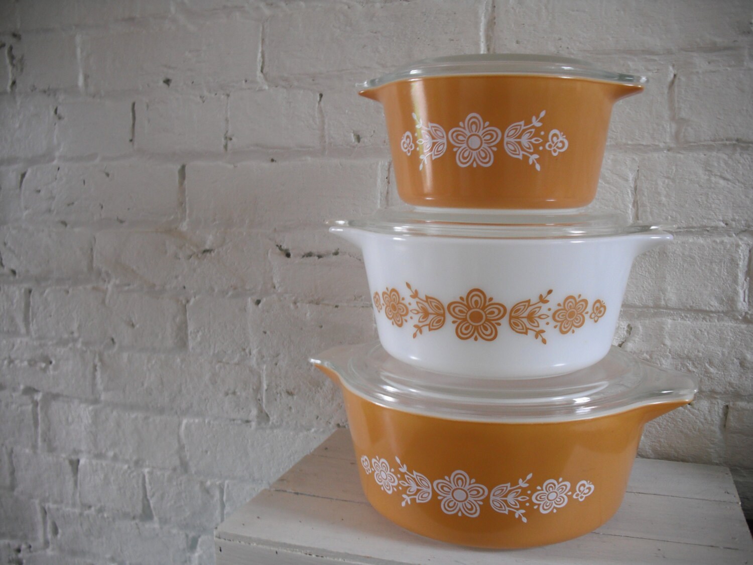 Vintage Pyrex Covered Casseroles – Butterfly Set of Three – Haute Juice
