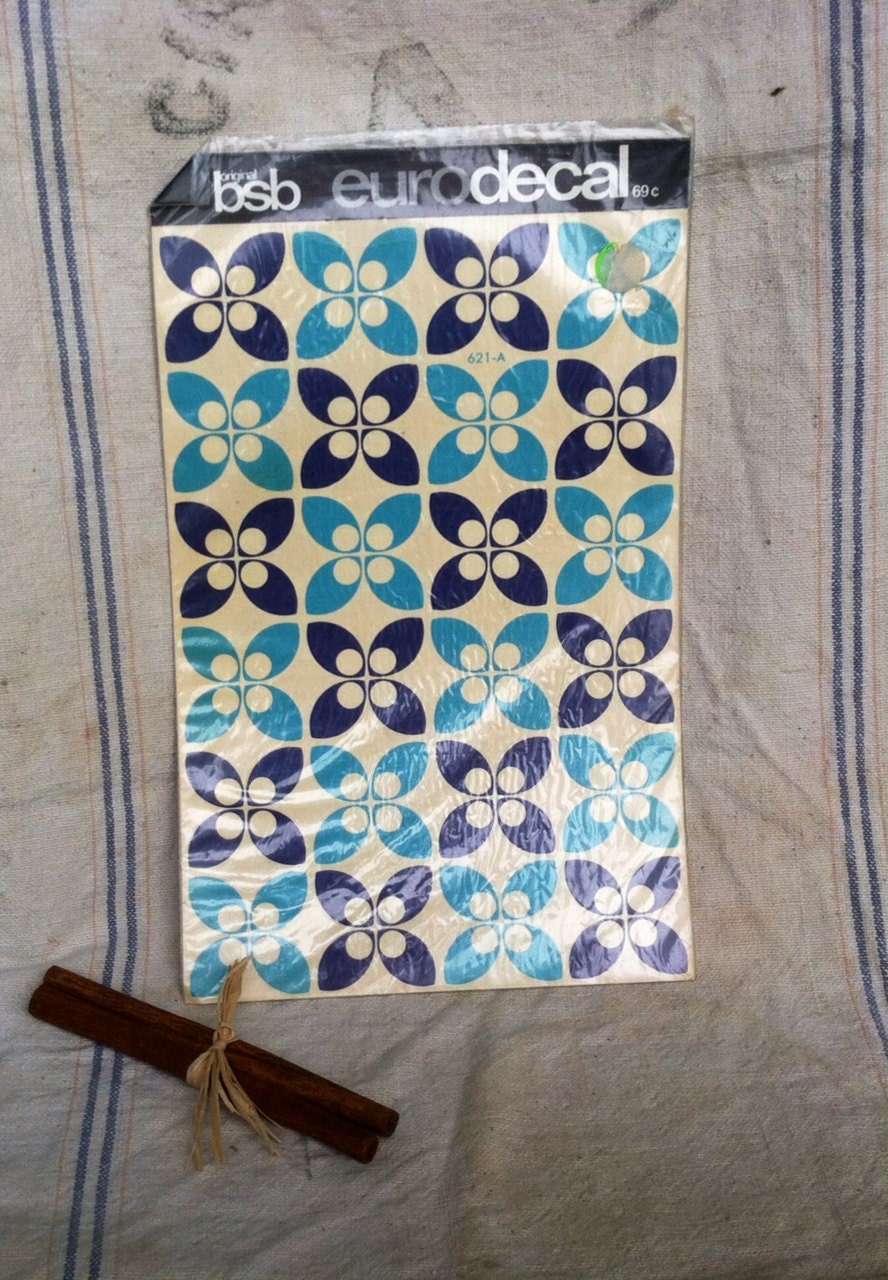 Retro Blue Danish Mod Decals – Vintage Mod Aqua + Navy Home Decorative ...