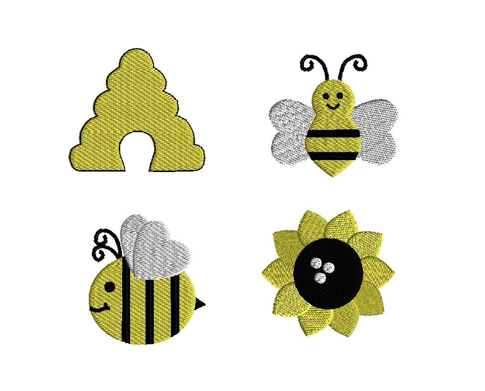 Mini Busy Bee Machine Embroidery Designs-INSTANT DOWNLOAD