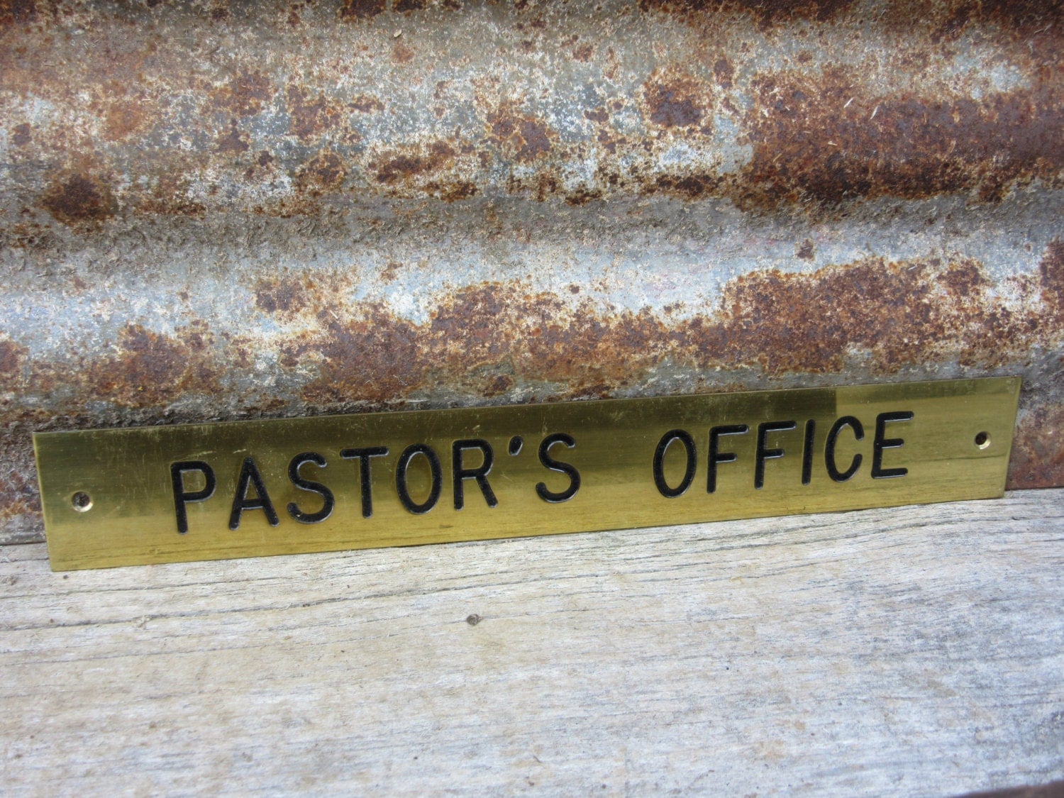 Vintage Metal Sign PASTORS OFFICE Sign Brass Black 1940s-1960s Era ...