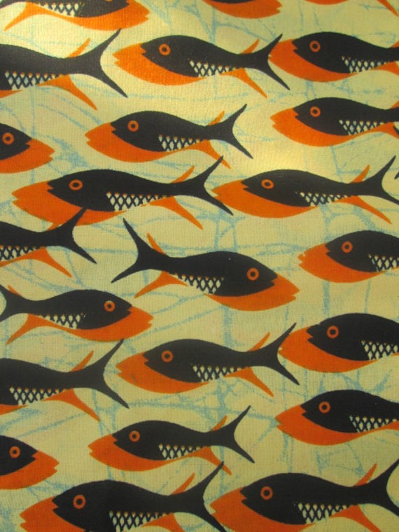 Cotton fabric/ African fabric/ fish images/ fabric by the yard