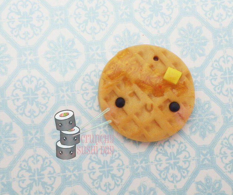 Waffle Charm Waffle Polymer Clay Pendant Food by CrunchySushiDay
