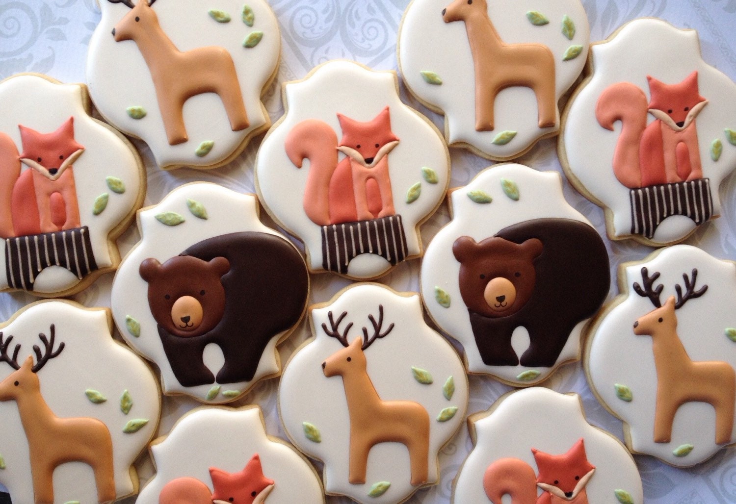 Elegant Woodland Animal Cookies with Red Fox One Dozen