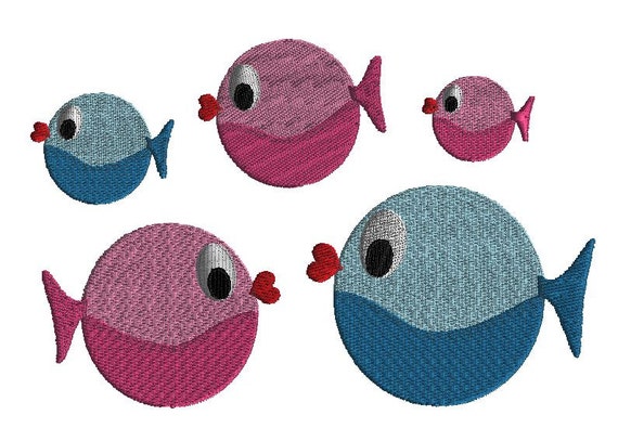 Embroidery design mini fish design filled stitch five