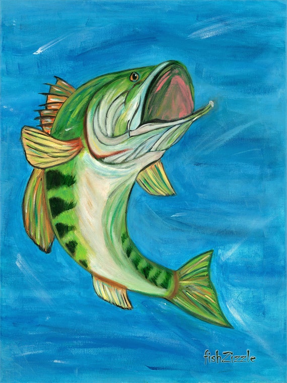 Bass Fish Wall Art Print 8 x 10 Fishing Gift Fish Art Fish