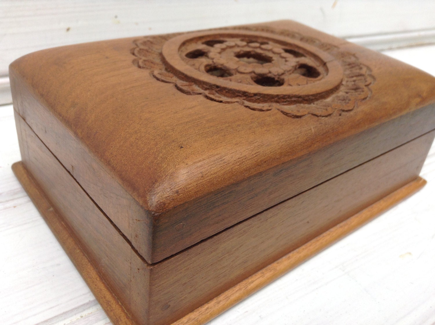 Small Vintage Wood Box Carved Home Decor Storage (B000) – Haute Juice