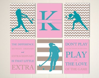 Custom girls wall art girls sports art soccer girl golfer