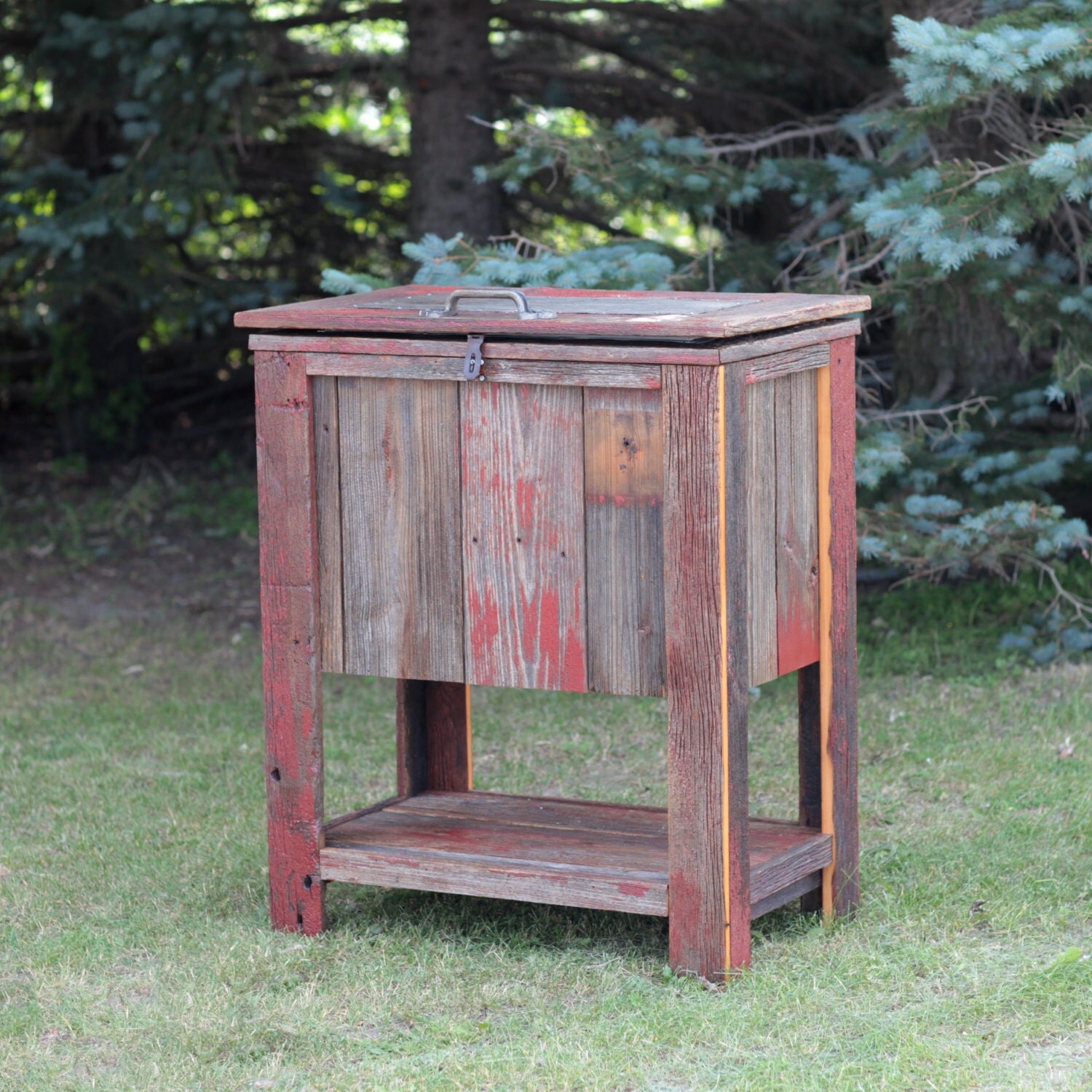 Outdoor Cooler Barn Wood Reclaimed Barn Tin Metal Cooler Tank
