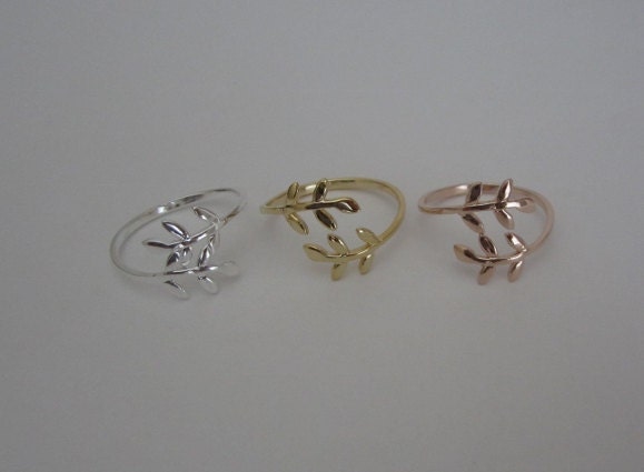 Adjustable Leaf Ring. Sterling Silver Leaf. 24K Gold Leaf