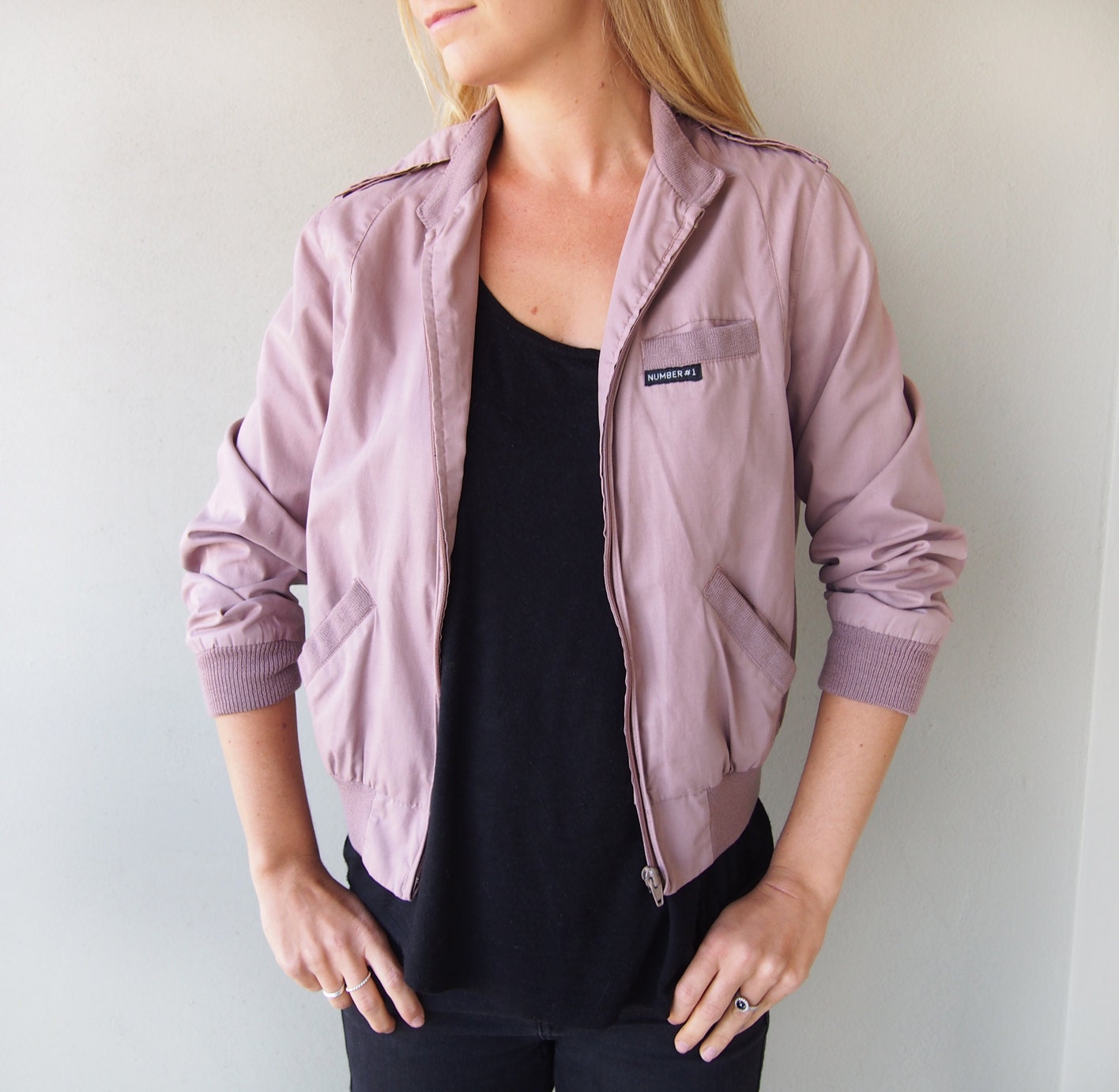 Vintage 1980s Iconic Members Only Copy Bomber Zip Jacket Mauve Pink ...