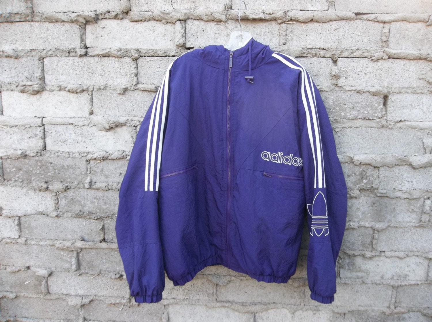 Retro Adidas Jacket Purple 1990s Super Cool sz fits Medium