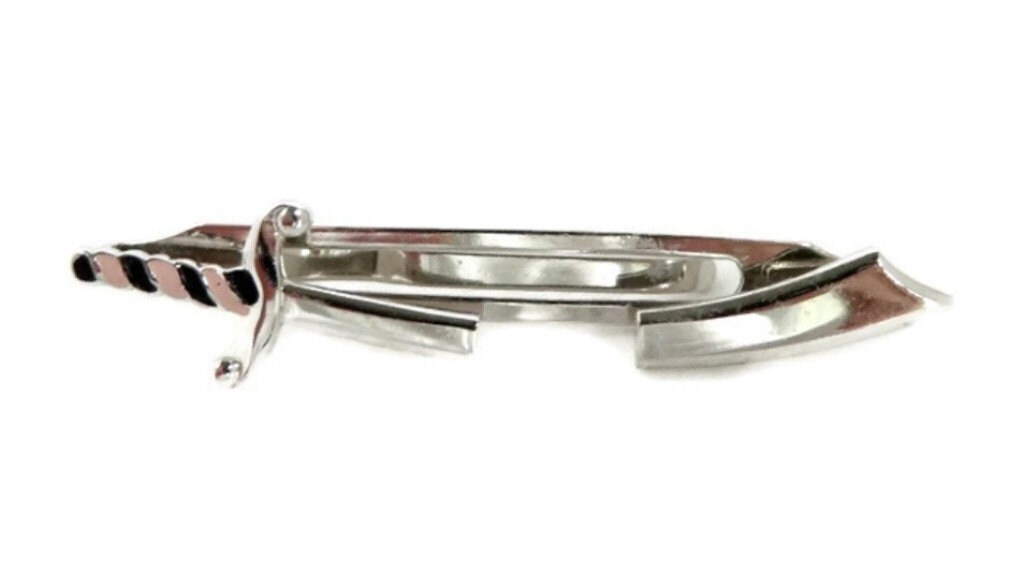 Vintage Hickok USA Sword Tie Clip, Silver Tone Tie Bar, Men’s ...