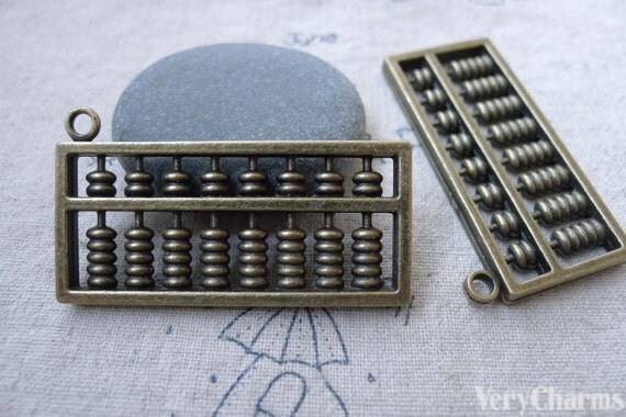 6 pcs of Antique Bronze Chinese Abacus Pendants by VeryCharms