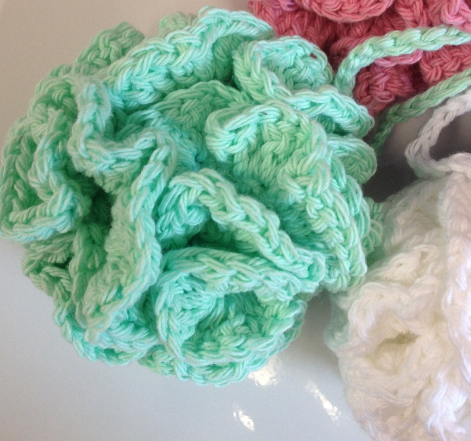 Hand Crocheted Cotton Loofah Loofa in Multiple by handmadebymellon