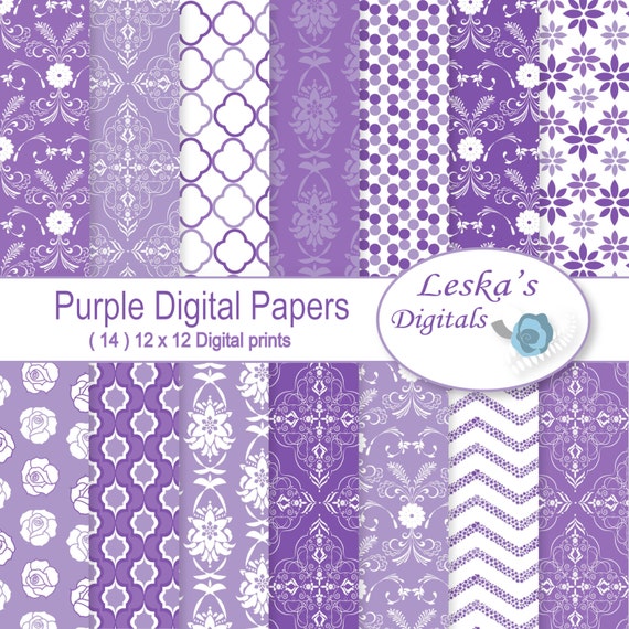 Purple digital paper: Purple Damask background by DigitalWork