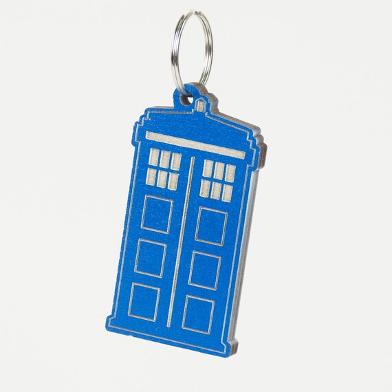 Doctor Who Tardis Keychain Dr. Who Carved Wood Key by LadyMaggies