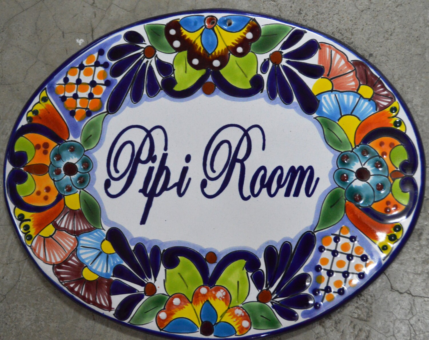 Talavera sign/ Pipi Room
