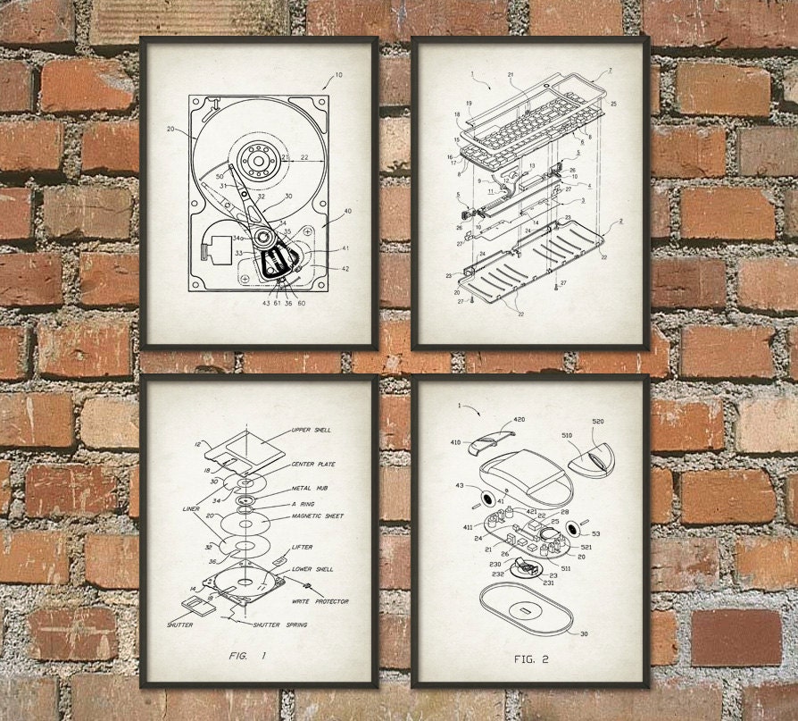 Computer Geek Wall Art Poster Set of 4 No.1 Computer Room