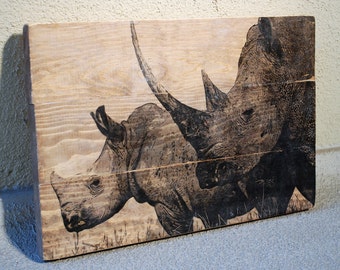 Wood rhino | Etsy