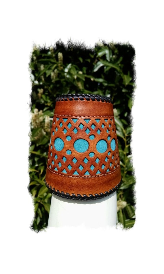 Filigree leather wrist cuff by StoneFloor on Etsy