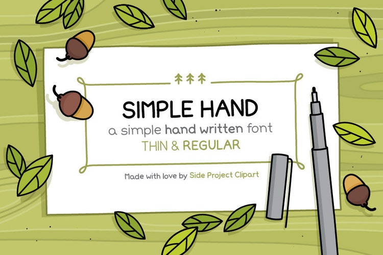 Simple Hand handwritten font by SideProjectClipart on Etsy