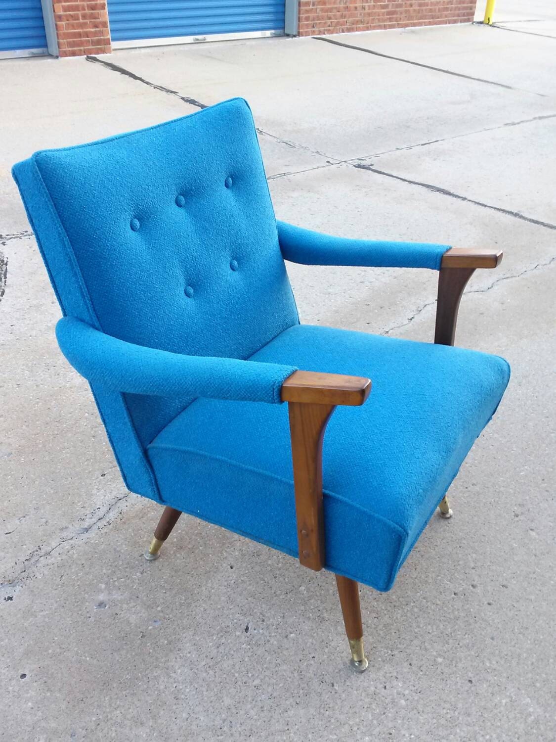 Vintage mid century rocker chair blue retro rocking – Haute Juice