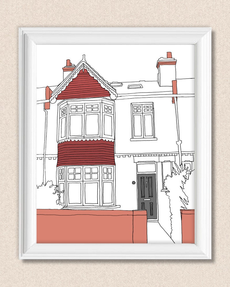 Custom House Portrait Personalized Home Print by TheCuriousHat