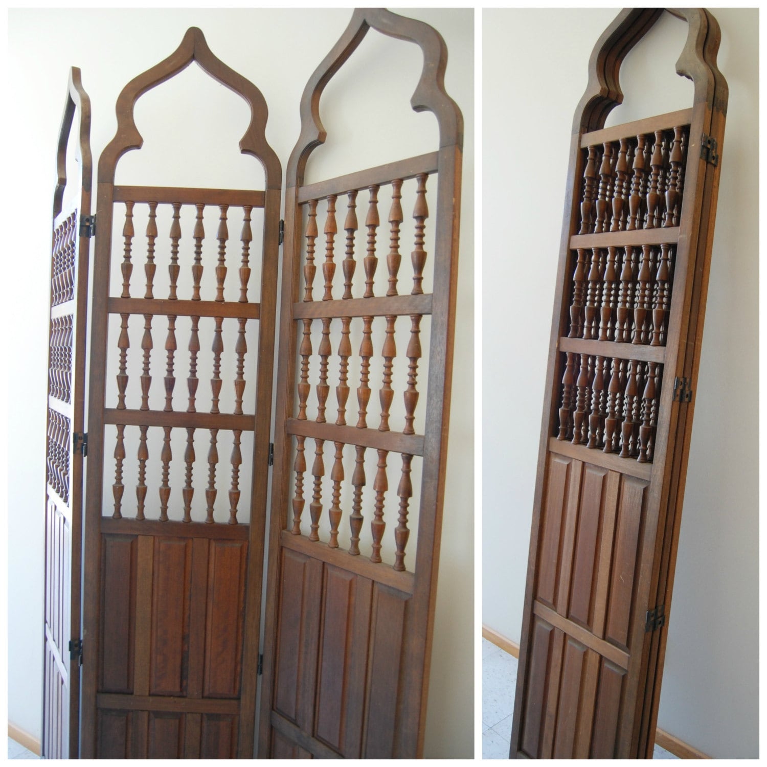 FREE SHIP Tall Room Divider / Screen / Trifold with Spindles – Antique ...