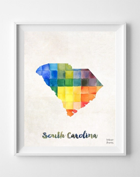 South Carolina Map Print Columbia Print South Carolina