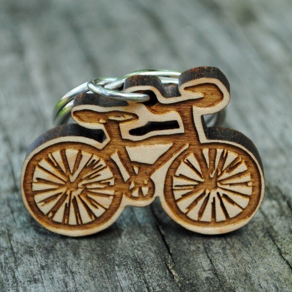 Bike Wooden Keychain Bicycle Key Ring