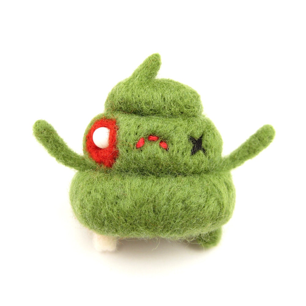 Super Scary Zombie PoPo Poo 2 Needle felted Poop by Poopycakes