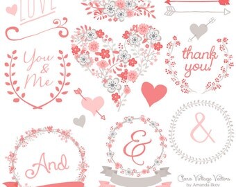Emma Floral Bunches Clipart & Vectors pink flowers pastel