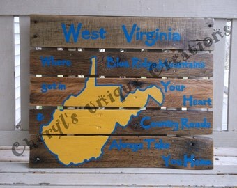 WV West Virginia Team Colors Hand by CherylsUniqCreations