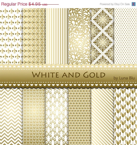 New Item added to my shop:White and Gold Wedding Digital Paper: “White ...