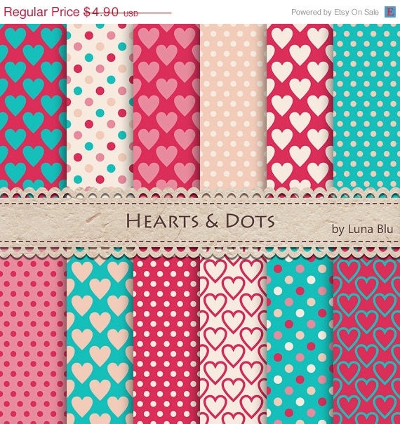 New Item added to my shop:50% OFF Heart Digital Paper Pack: ” Hearts ...