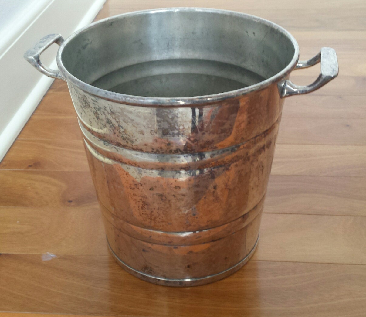 Vintage ENGLISH SILVER Mfg Nickel Silver Large Ice Bucket with Handles ...