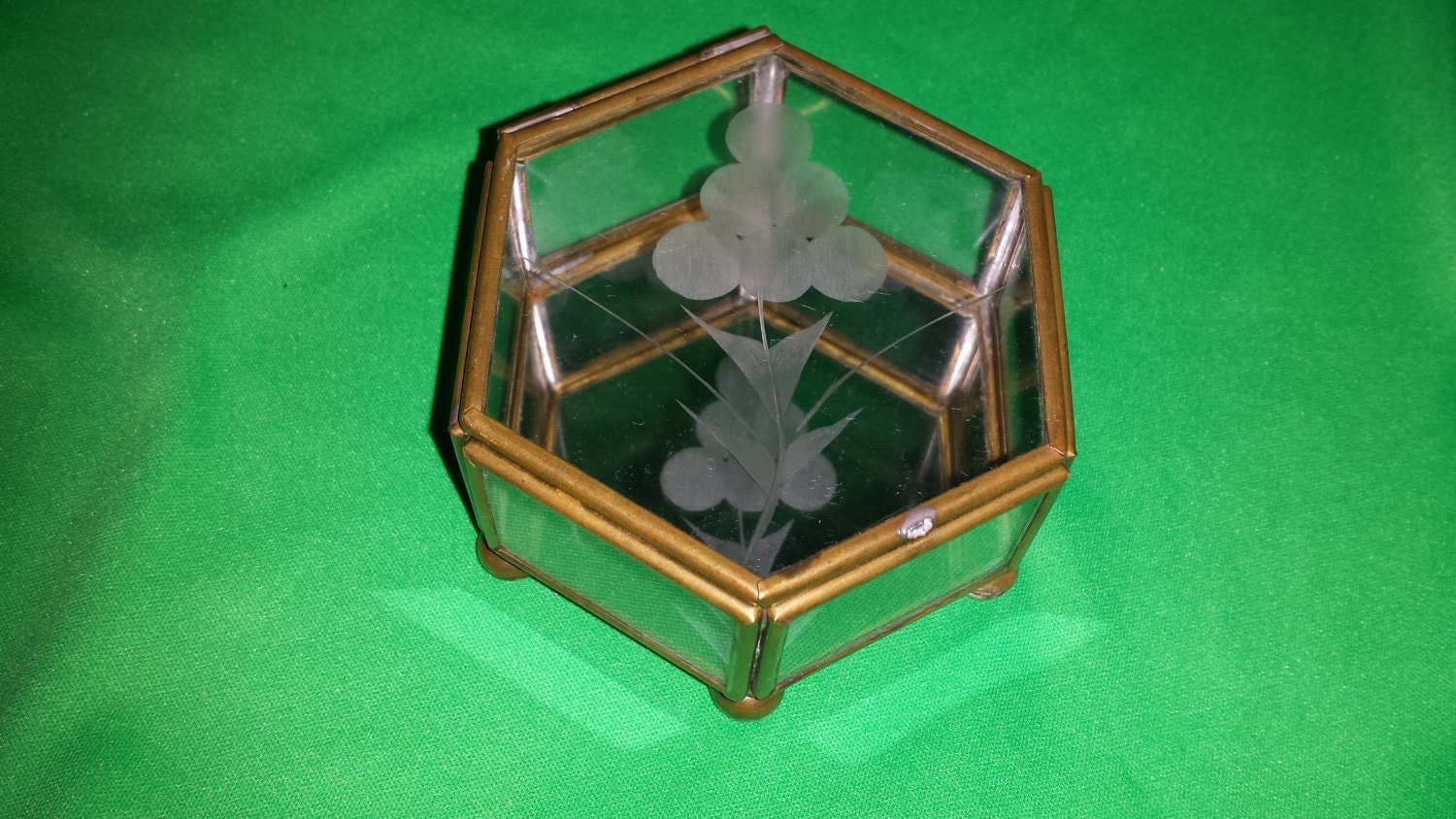 Etched Glass and Brass Octagon Trinket Box – Haute Juice