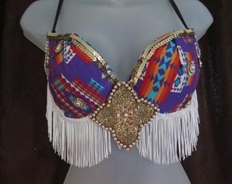 Fringe Rhinestone Festival Rave Bra by LightLoveDesigns on Etsy