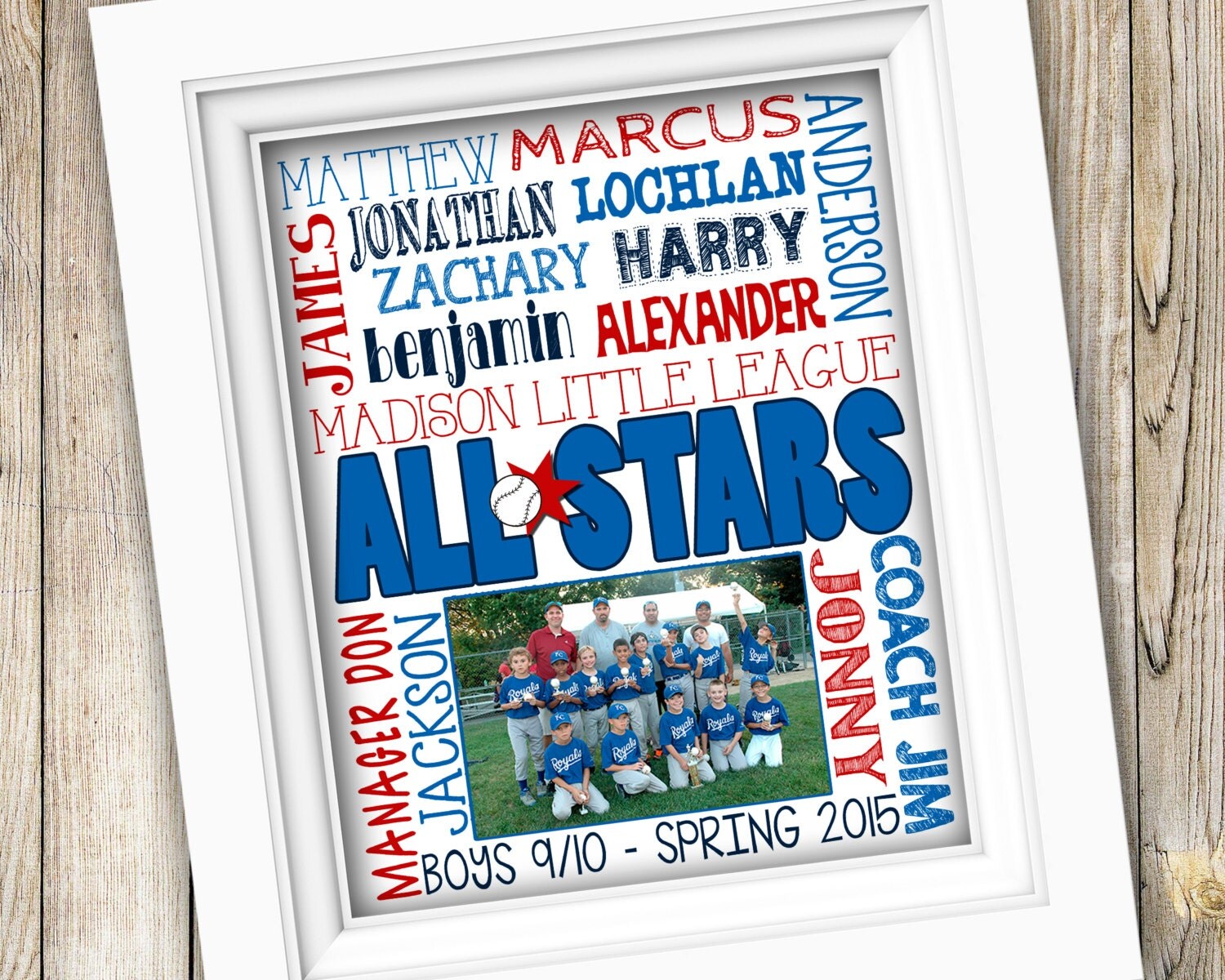 Baseball All Stars Coach Team Gift Personalized Custom