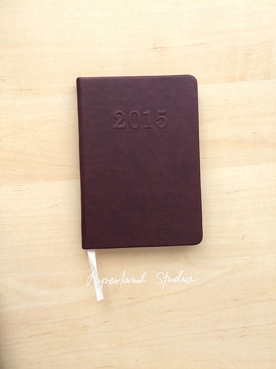 1 qty Mini Pocket Planner 2015 Dark Brown Color Weekly