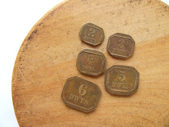 Vintage Brass Pennyweights Troy Ounce Weight DWTS Apothecary Gold ...