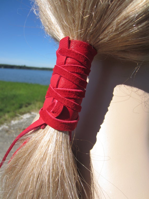 BOHO Clothing Leather Ponytail Holder Yellow Hair by Vacationhouse