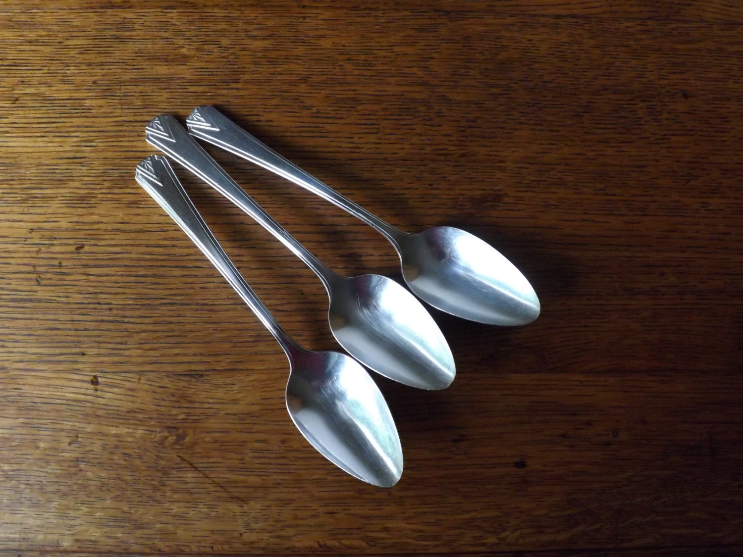 3 ~ Deauville ~ Serving Spoons ~ Art Deco ~ Community Plate ~ Silver ...