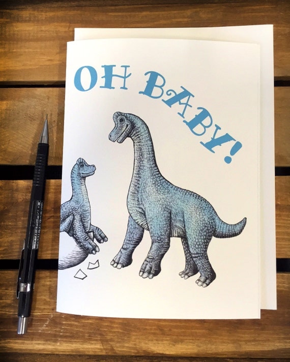 Congratulations Card Dinosaur New Baby Baby Shower Card by OXHIP