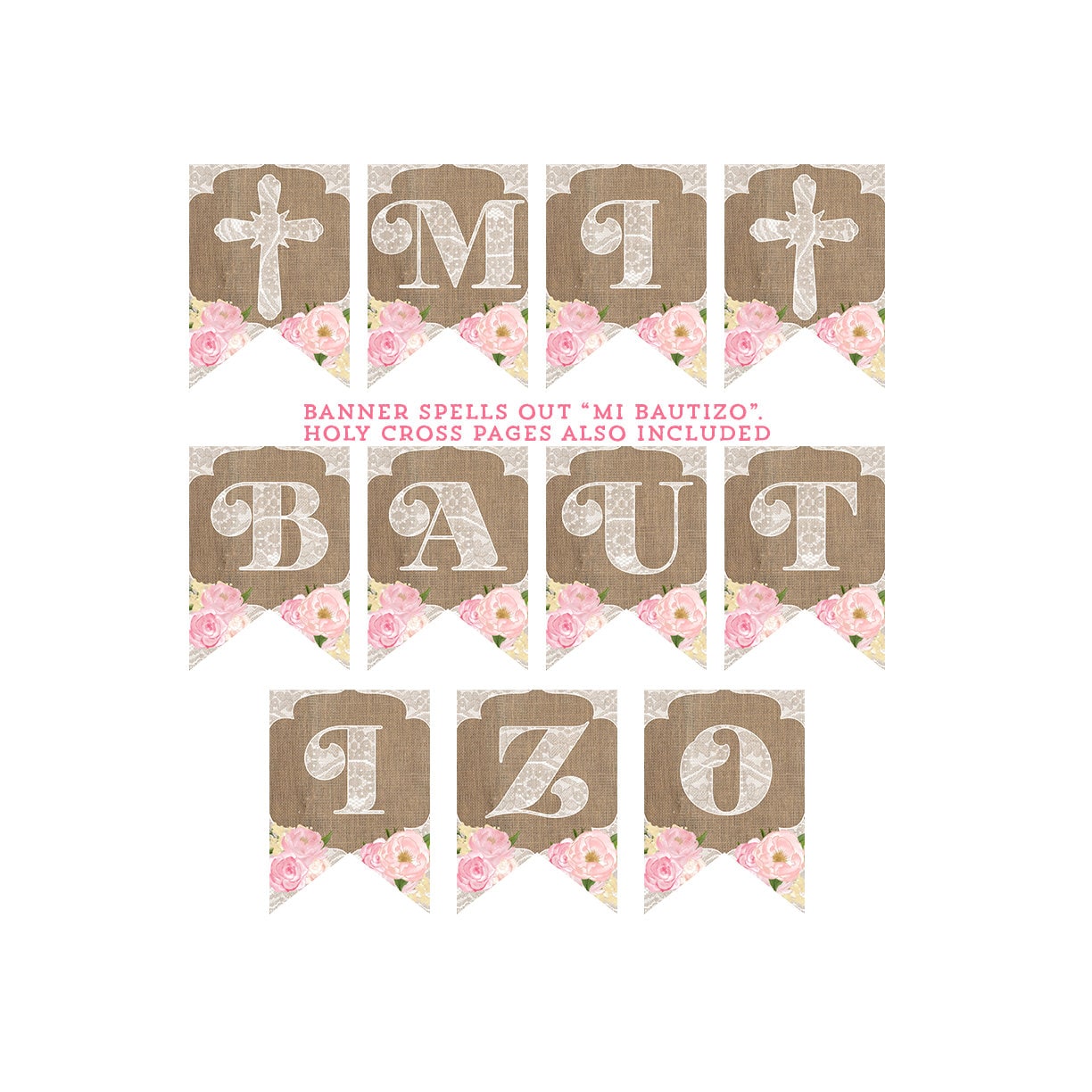 Instant Download MI BAUTIZO banner Instant download Baptism